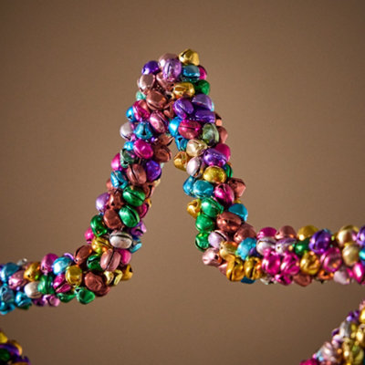 Multi-Coloured Jingle Bell Star Christmas Decorations Tree Topper