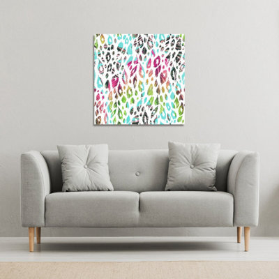 Multi Coloured Leopard Spots (Canvas Print) / 114 x 114 x 4cm
