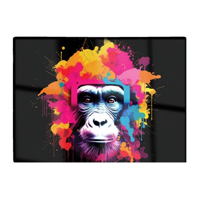 Multi Coloured Monkey Face Glass Chopping Board