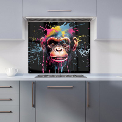 Multi Coloured Monkey Face Splashart Premium Glass Kitchen Splashback ...