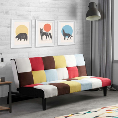 Multi Coloured Sofa Bed Birlea Rainbow 3 Seater Settee Fabric ...