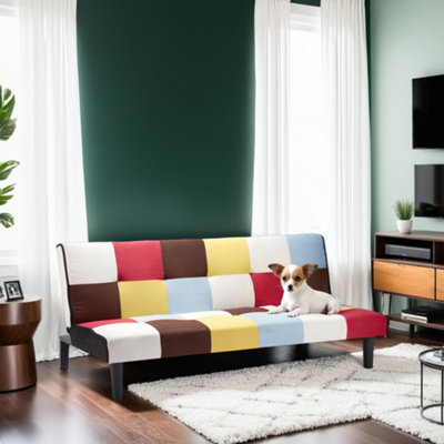 Multi Coloured Sofa Bed Birlea Rainbow 3 Seater Settee Fabric ...