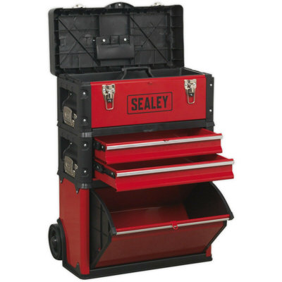 Multi-Compartment Portable Tool Chest with Wheels - 495 x 280 x 720mm