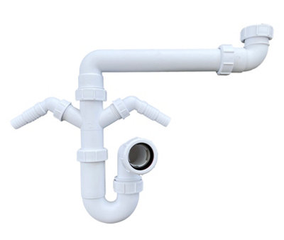 Multi-Fit Single Bowl Sink Waste Kit Space Saving. 1.1/2" 40mm P Trap ...