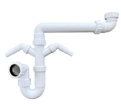 Multi-Fit Single Bowl Sink Waste Kit Space Saving. 1.1/2" 40mm P Trap ...