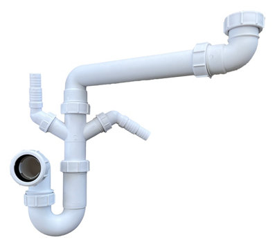 Multi-Fit Single Bowl Sink Waste Kit Space Saving. 1.1/2" 40mm P Trap ...