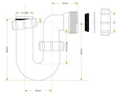 Buy Multi-fit Swivel P Trap 32mm (1.1/4') Sink Waste Pipe Trap, BS EN ...