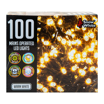 Multi Function 100 LED Lights (Mains Operated) in Warm White, Christmas ...