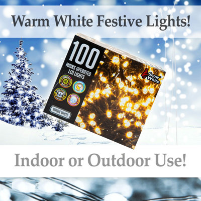 Multi Function 100 LED Lights (Mains Operated) in Warm White, Christmas ...
