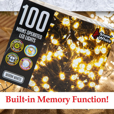 Multi Function 100 LED Lights (Mains Operated) in Warm White, Christmas ...