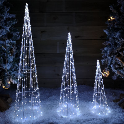 Multi Function LED White Tree Cone Trio with 640 Cool White LEDs | DIY ...