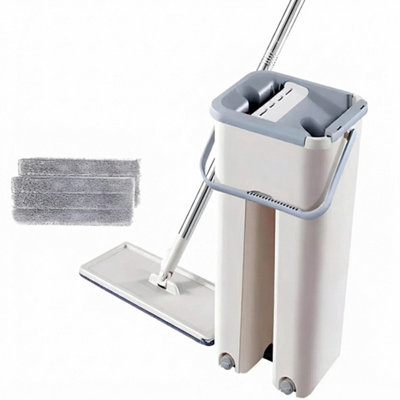 Multi-Functional 360 Degree Flat Mop and Bucket Set with 10 Reusable ...