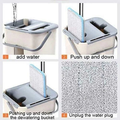 Multi-Functional 360 Degree Flat Mop and Bucket Set with 10 Reusable ...