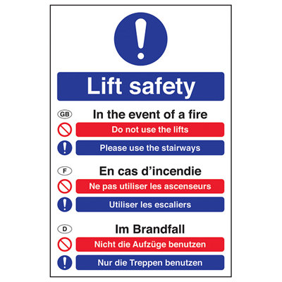 Multi Language Fire Action Safety Sign - Rigid Plastic 150x200mm (x3 ...