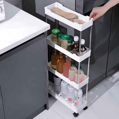 Multi Layer Push Trolley Shelf Floor Storage for Bathroom Living Room ...