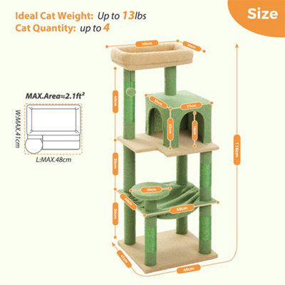 Multi-Level Cat Tree for Indoor Cats, Green