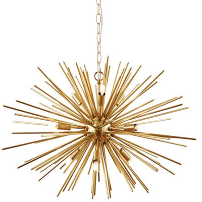 Multi Light Ceiling Pendant 9 Bulb BRASS Feature Chandelier Vintage ...