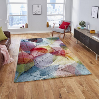 Multi Nature Print Modern Easy to Clean Graphics Rug For Dining Room ...