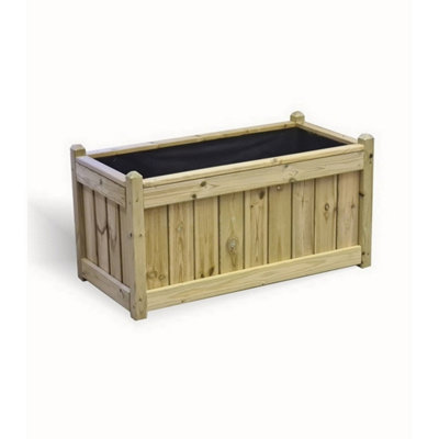 Multi Pack of 3 - Elegant Rectangular Trough Planter - Timber - L50 x ...