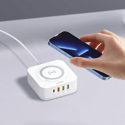 Multi-Port Charging Station with Wireless Function - 32W Phone & Tablet Box Charger with QC3 ...