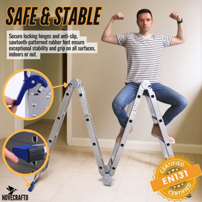 Multi-Purpose 6 IN 1 Aluminium Combination Ladder - 4.7m Tall Step ...