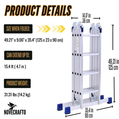 Multi-Purpose 6 IN 1 Aluminium Combination Ladder - 4.7m Tall Step ...