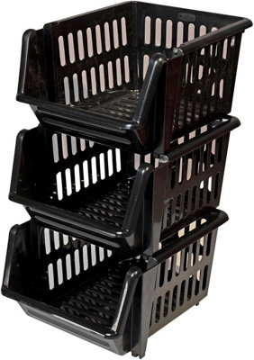 Multi-Purpose Stacking Basket 18cm - Black