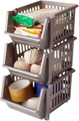 Multi-Purpose Stacking Basket 18cm - Silver