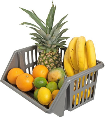 Multi-Purpose Stacking Basket 35cm - Silver | DIY at B&Q