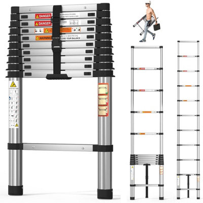 Multi Purpose Telescopic Step Ladder 3.2m with Securing Bolt and 11 Steps