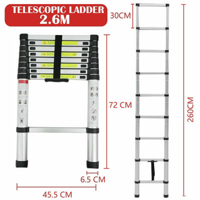 MULTIBAO 2.6m 8.5FT Aluminum Telescopic Loft Ladder Extension ...