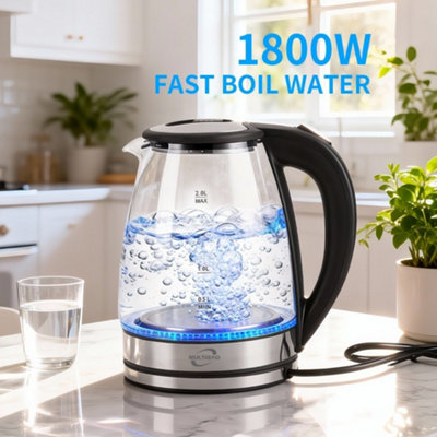 MULTIBAO 2L Electric Glass Kettle 1800W Fast Hot Water Boiler BPA-Free ...