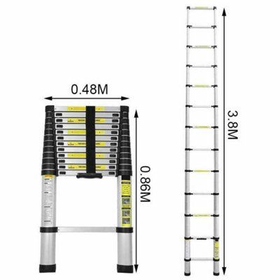 MULTIBAO 3.8m 12.5FT Aluminum Telescopic Loft Ladder Extension ...