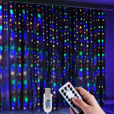 Multicolour Curtain Lights 320 LED 3mt x 3mt with Remote Control