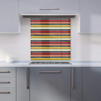 Multicolour Striped Brish Pattern Premium Glass Kitchen Splashback ...