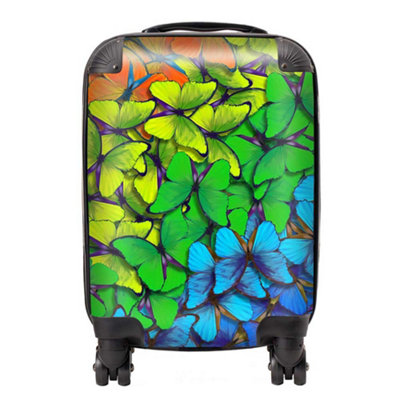 Multicoloured Butterfly Pattern Suitcase - Small