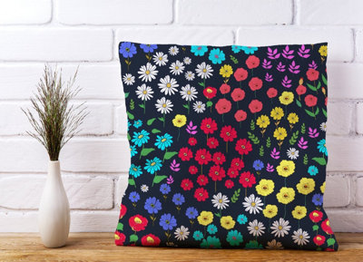 Multicoloured Flower Pattern Cushions 45cm x 45cm