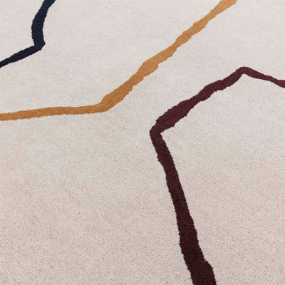 Multicoloured Modern Handmade Multi Abstract Wool Rug for Bedroom ...