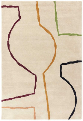 Multicoloured Modern Handmade Multi Abstract Wool Rug for Bedroom ...
