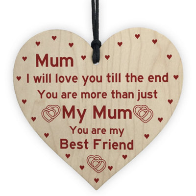 MUM BEST FRIEND GIFT WOODEN HEART BIRTHDAY MOTHERS DAY GIFT FOR MUM ...