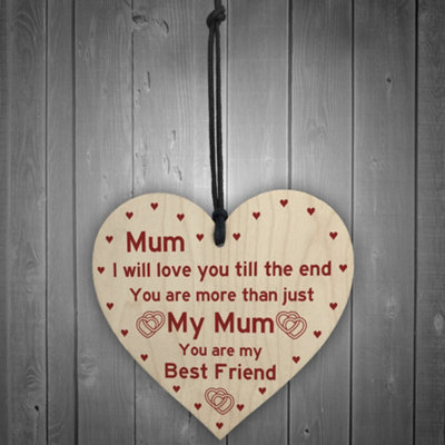 MUM BEST FRIEND GIFT WOODEN HEART BIRTHDAY MOTHERS DAY GIFT FOR MUM ...