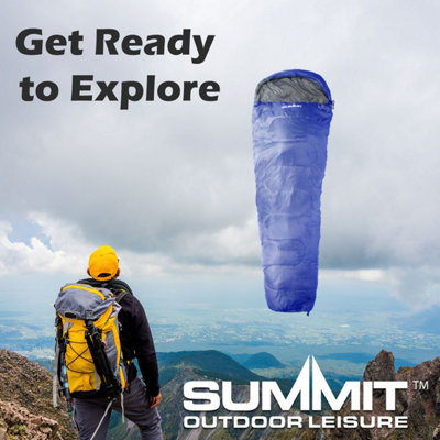 Mummy Sleeping Bag Single Stylish, Warm, Easy To Pack Camp Bag Blue Mummy