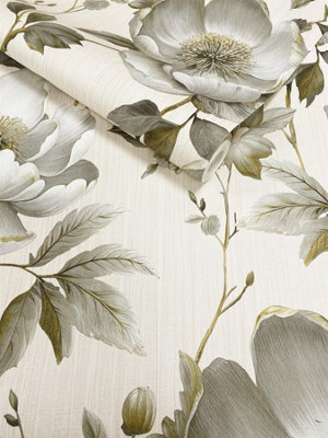 Muriva Alethia Floral Wallpaper - For Living Room, Bedroom, Fireplace ...