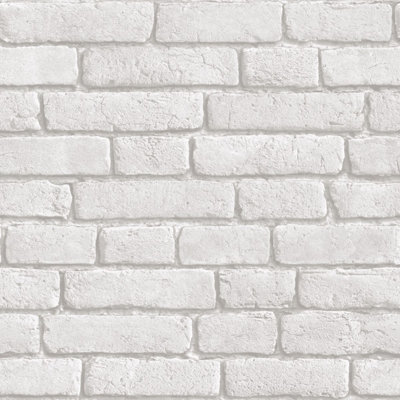 Muriva Bluff Brick White Wallpaper J30309 | DIY at B&Q