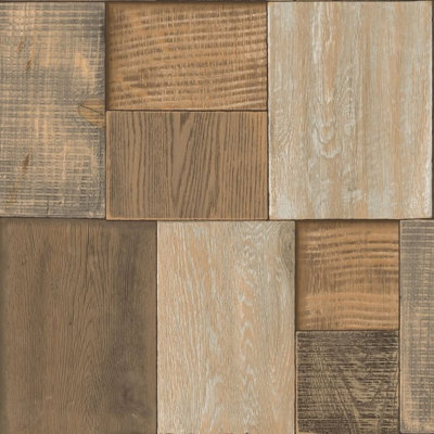 Muriva Bluff Wood Blocks Light Brown Wallpaper J27007