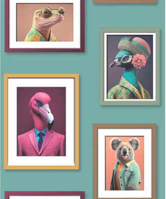 Muriva Fantastic Animals Wallpaper Picture Frames Multicoloured Feature ...