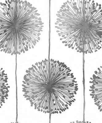 Muriva Large Blown Metallic Sheen Dandelion Floral Flower Wallpaper ...