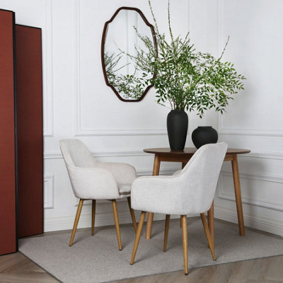 Muse - Pair of Chairs in Woven Yarn Fabric Set of 2 Dining Chairs Cream ...