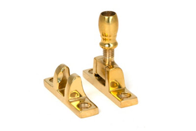 Mushroom Brighton Fastener - Narrow (Square) - Polished Brass | DIY at B&Q
