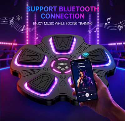 Music Boxing Training Target with Bluetooth, LED Reaction Wall Pad ...